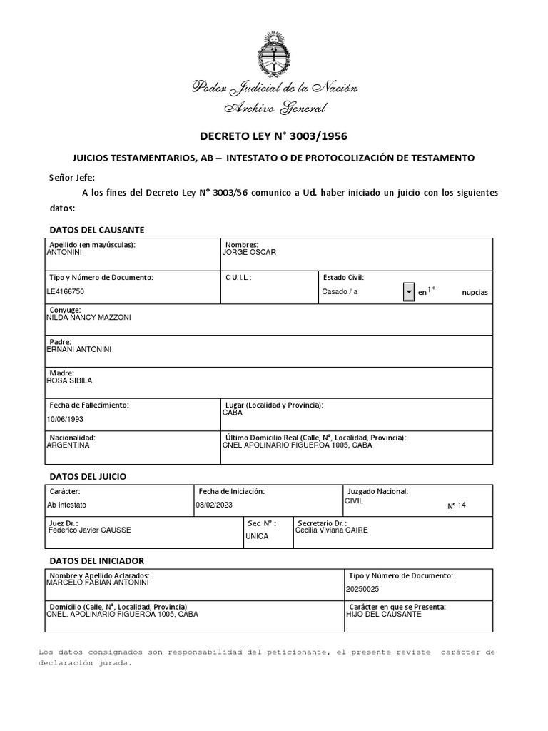 Formulario 3003 Civil | PDF | Justicia | Crimen y violencia