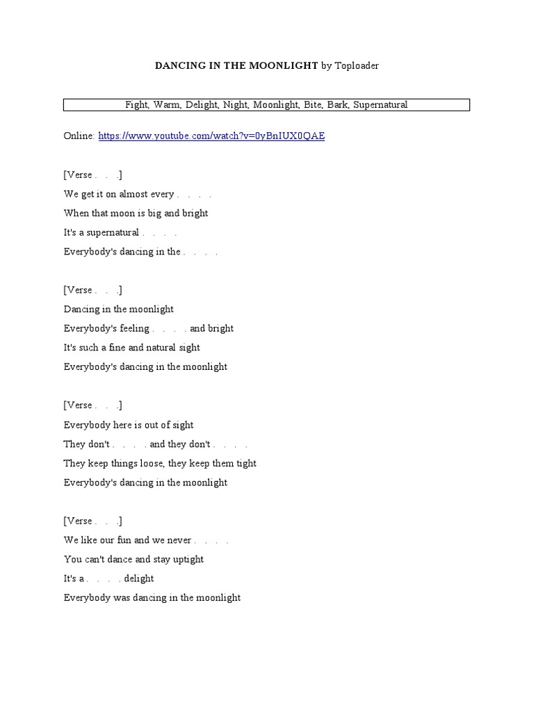 Dancing In The Moonlight Pdf