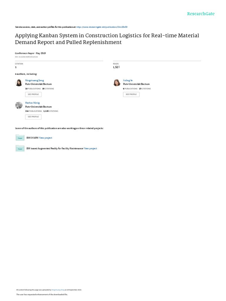 Applying Kanban System In Construction Logistics For Real Time Material