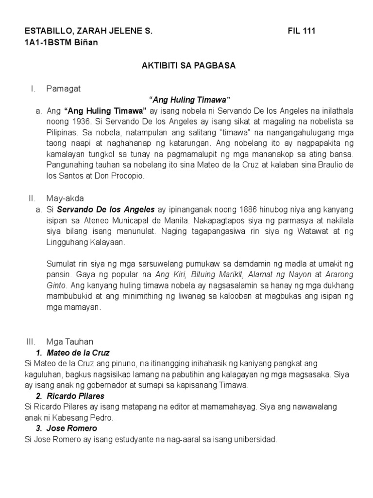 Aktibiti Sa Pagbasa | PDF