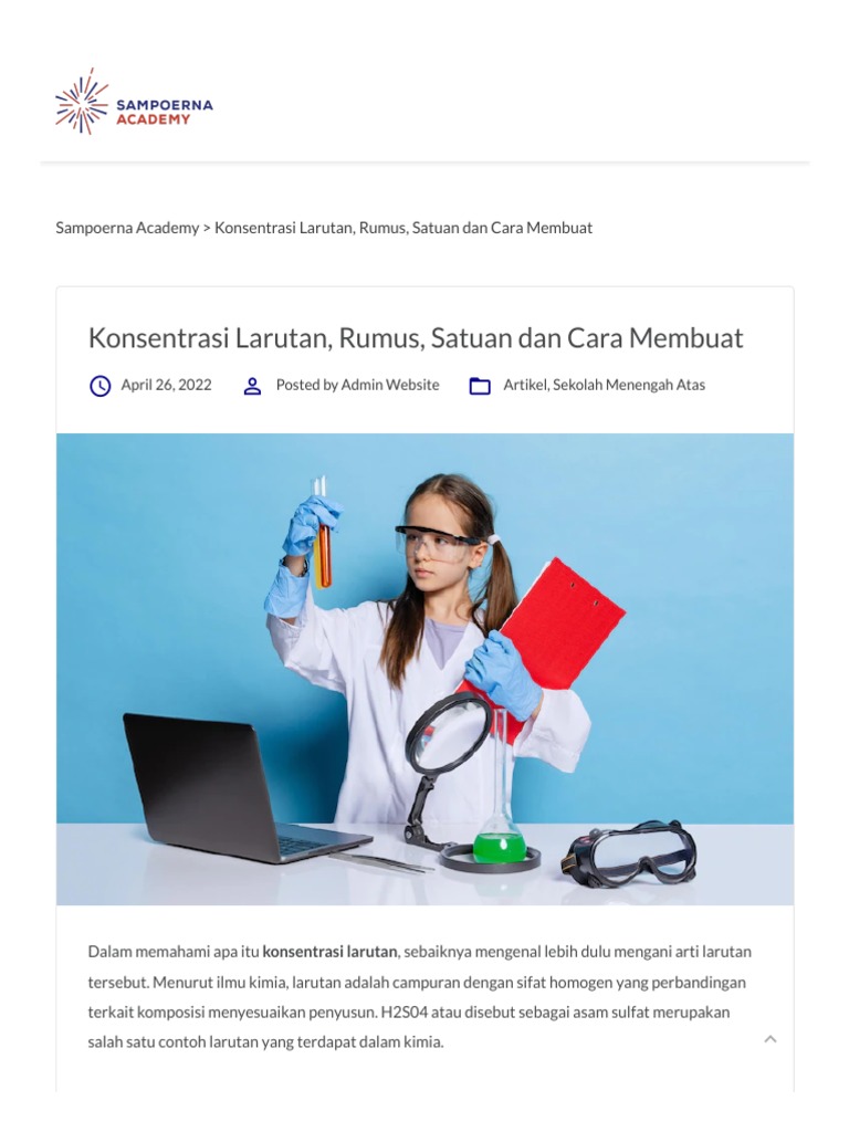 Konsentrasi Larutan, Rumus, Satuan Dan Cara Membuat | PDF