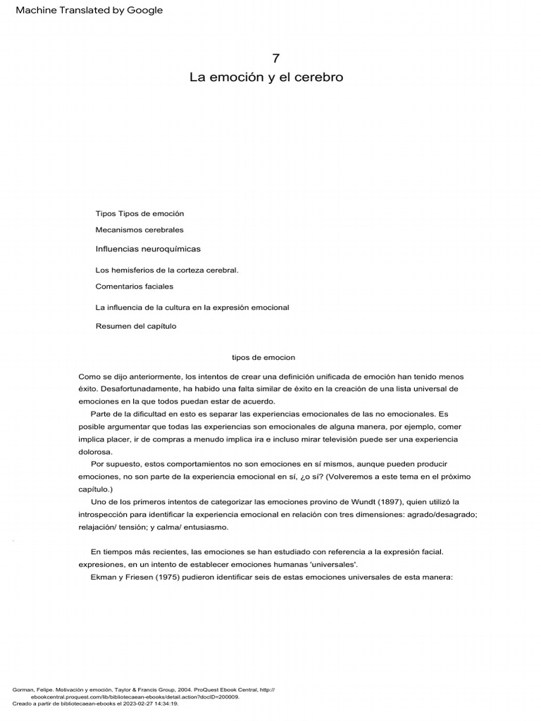 Motivation and Emotion - (7 Emotion and The Brain) | PDF | Las ...