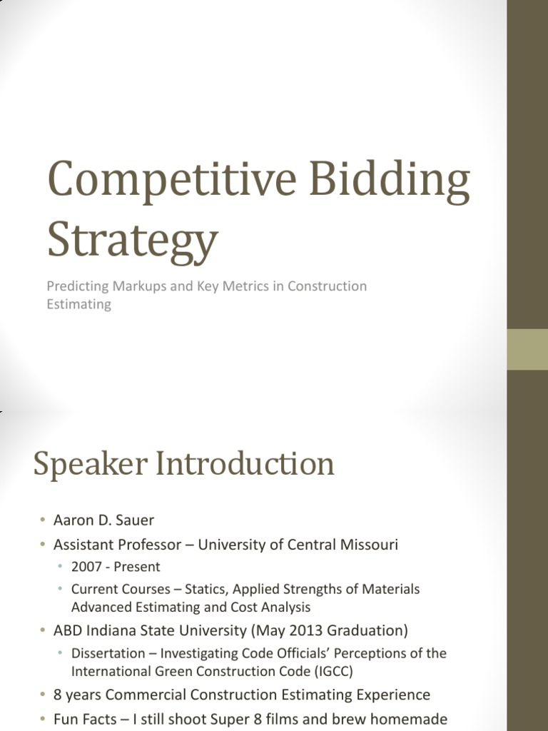 Competitive Bidding Strategy Pdf Regression Analysis Dependent