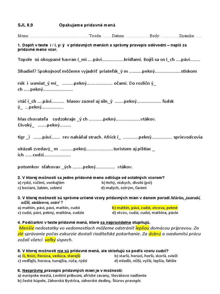 Pridavne Mena pl1 | PDF