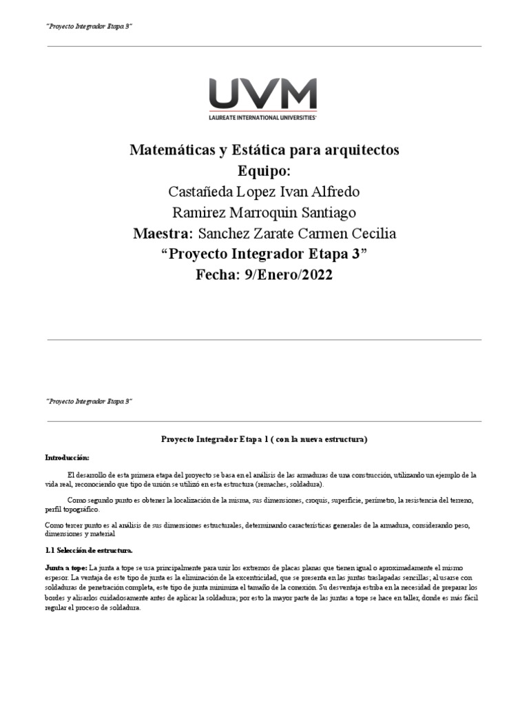 Proyecto Integrador Etapa 3 Pdf Fundación Ingeniería Braguero