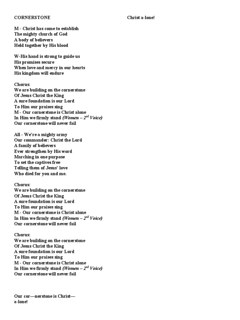 Cornerstone Lyrics | PDF