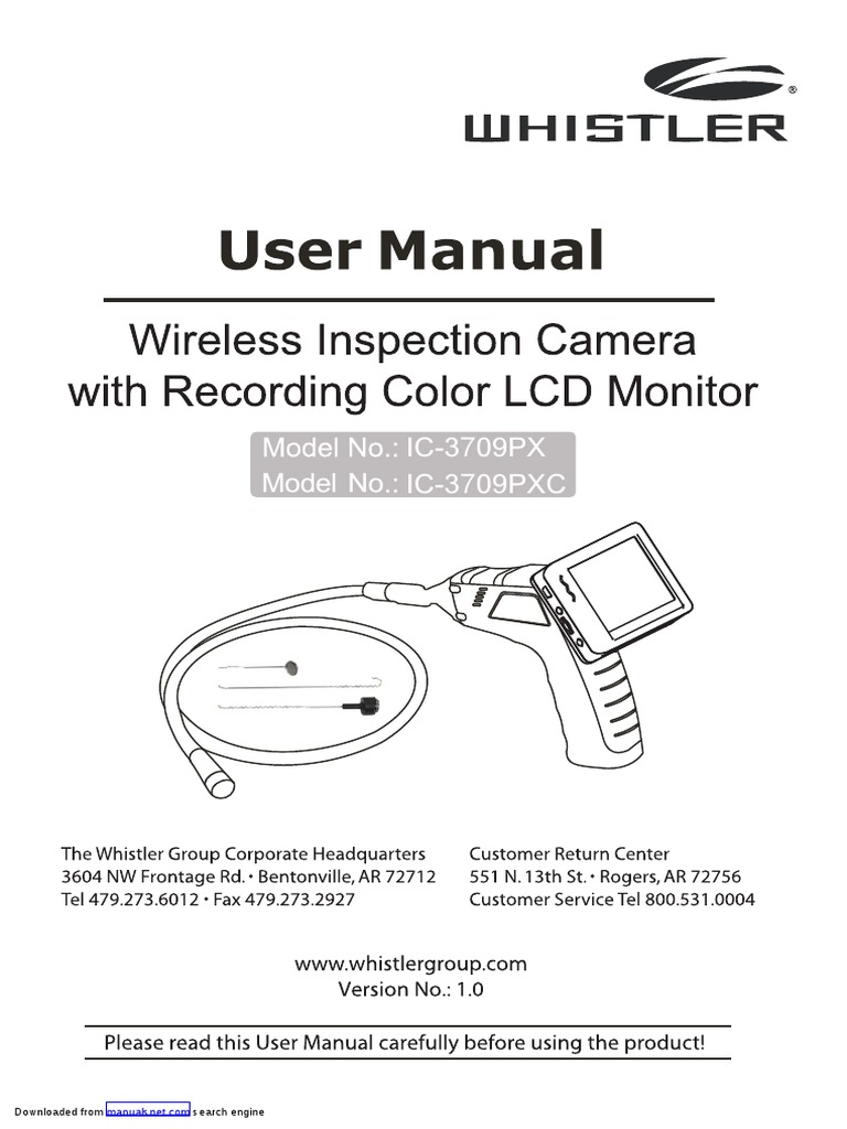 Whistler Ic3709px Ic3709pxc Wireless Inspection Camera User Manual ...