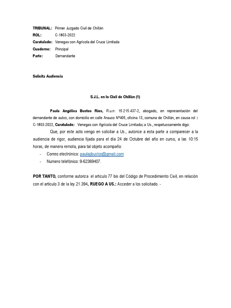 Solicita Comparecencia Zoom | PDF