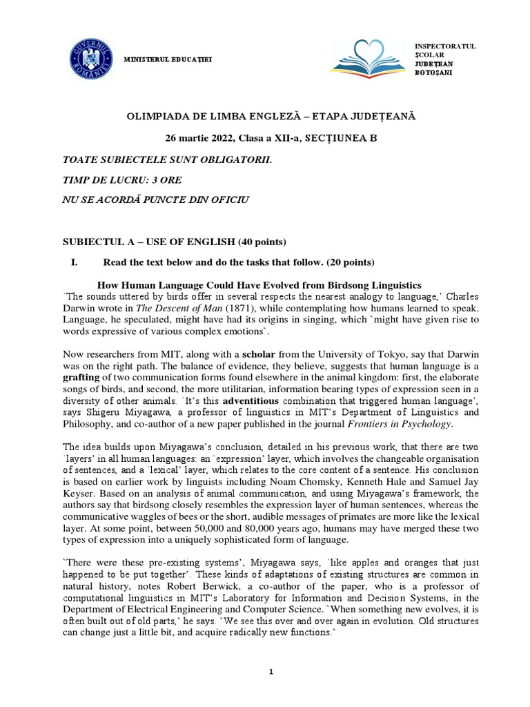 Subiect Clasa A XII Sectiunea B | PDF | Banknote | Cash