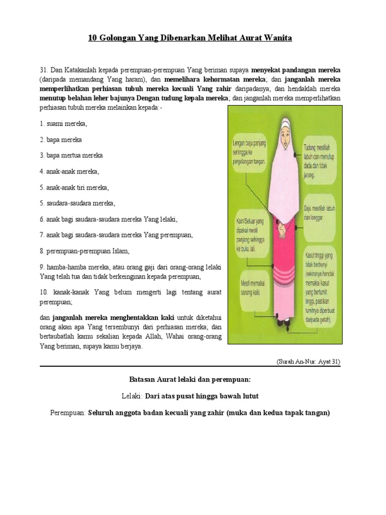 10 Golongan Yang Dibenarkan Melihat Aurat Wanita | PDF