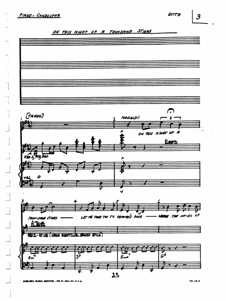 On This Night of A Thousand Stars - Evita Vocal Score | PDF
