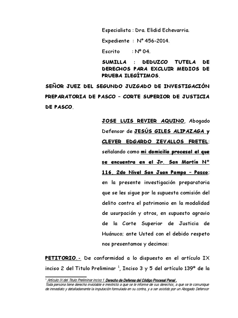 Modelo de Tutela de Derechos | PDF | Evidencia (ley) | Debido al proceso