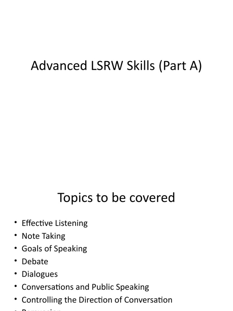 Lecture-3 Advanced LSRW Skills - (Part A) | Download Free PDF | Negotiation | Persuasion