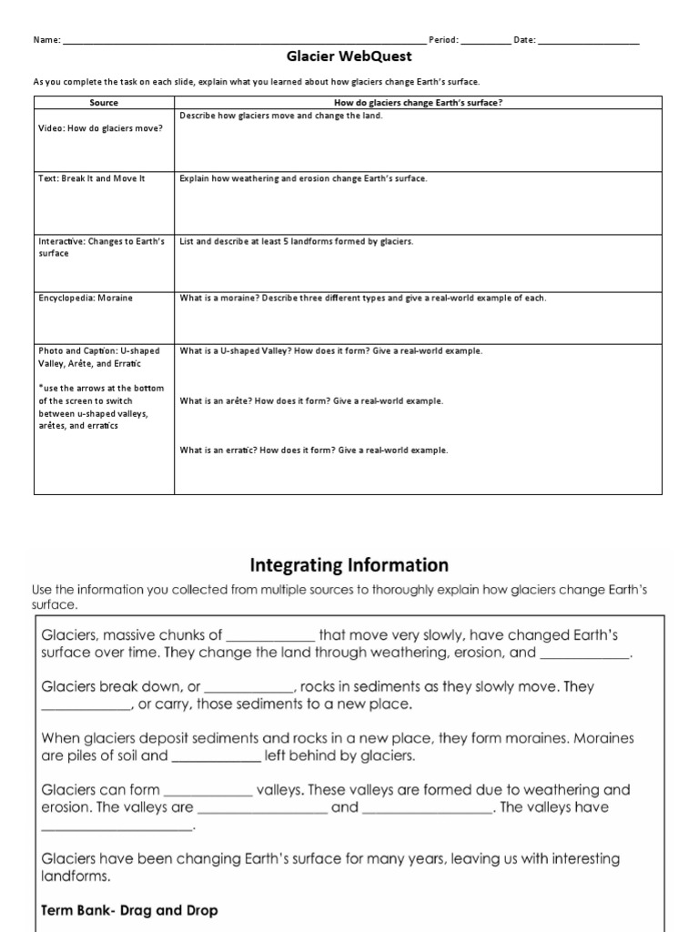 Glacier Webquest | PDF