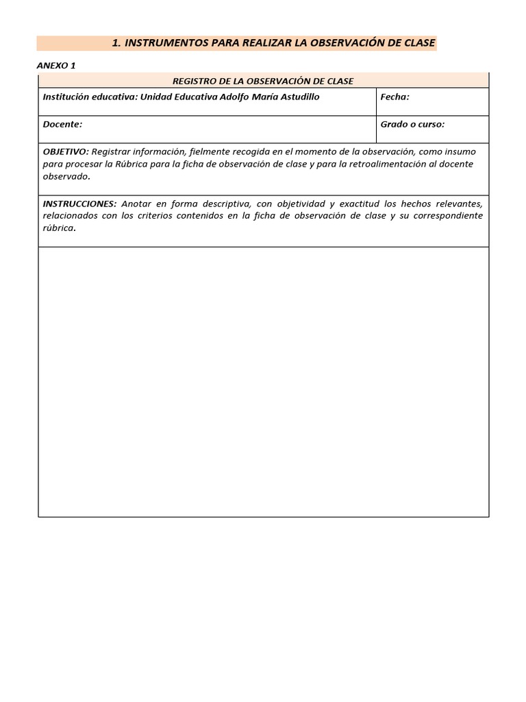 Fichas para Observación de Clases-1 | PDF | Maestros | Evaluación