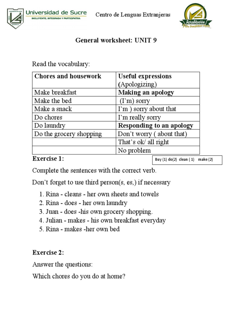 General Worksheet Unit 9 - Actividad Carlos Perez I1 - Ingles 2 | PDF