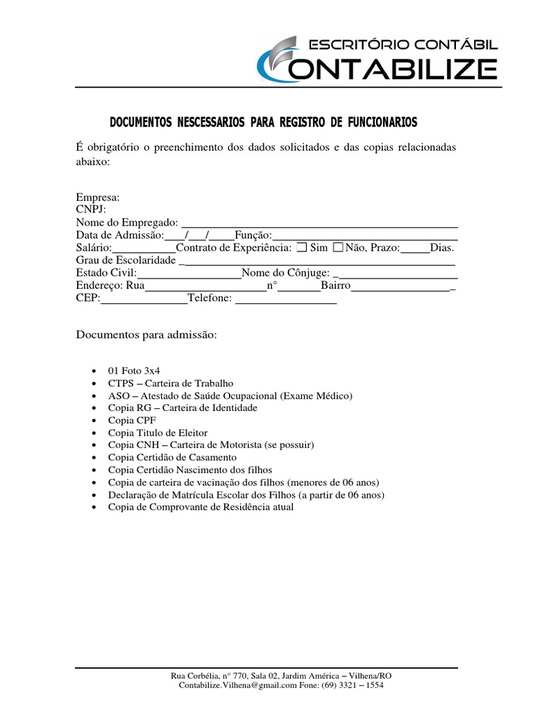 Lista de Documentos para Registro | PDF