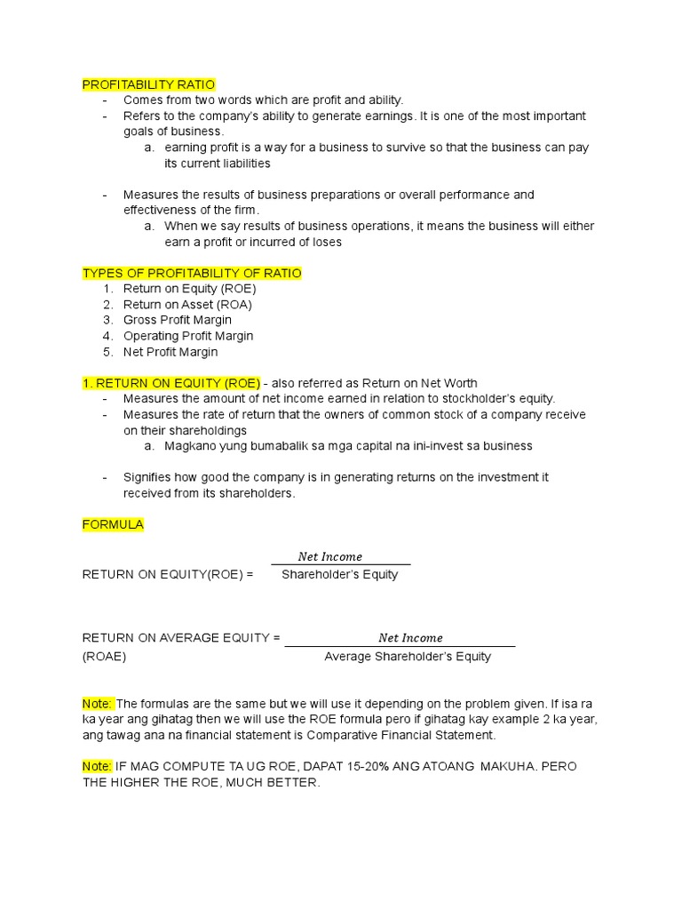 Fs Analysis Profitability Ratio Pdf Return On Equity Equity 8989