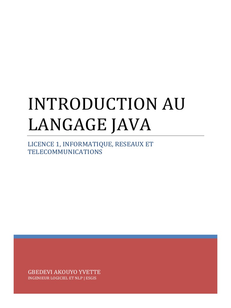 Introduction Au Langage Java Irt1 | PDF | Java (Langage de programmation) | Classe (informatique)