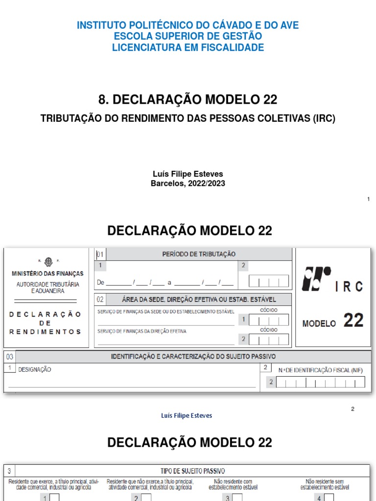 Declaração Modelo 22 | PDF