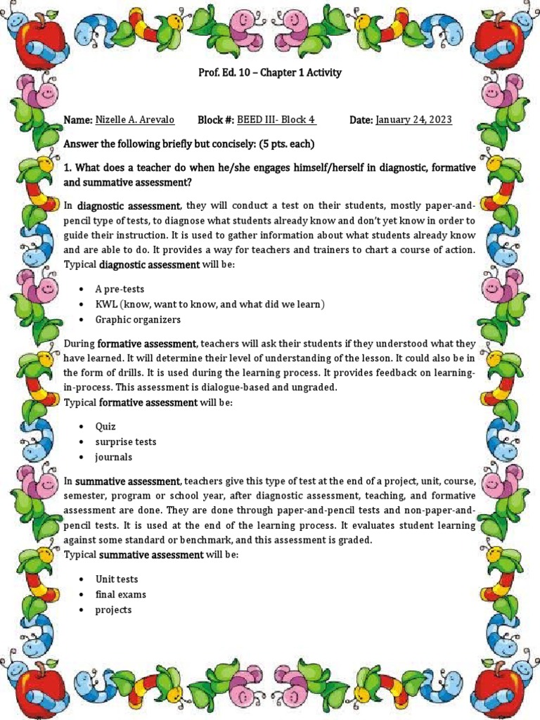 PROF ED 10-ACTIVITY #1 (Chapter 1) | PDF | Educational Assessment ...