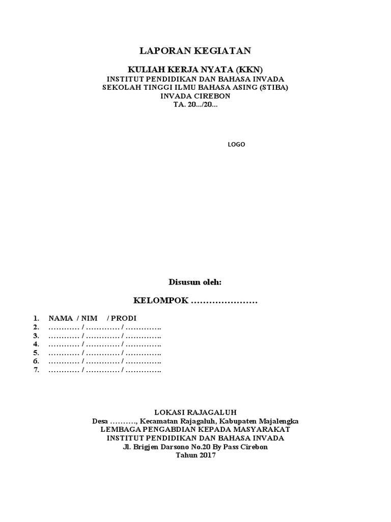 Format Laporan KKN | PDF | Seni