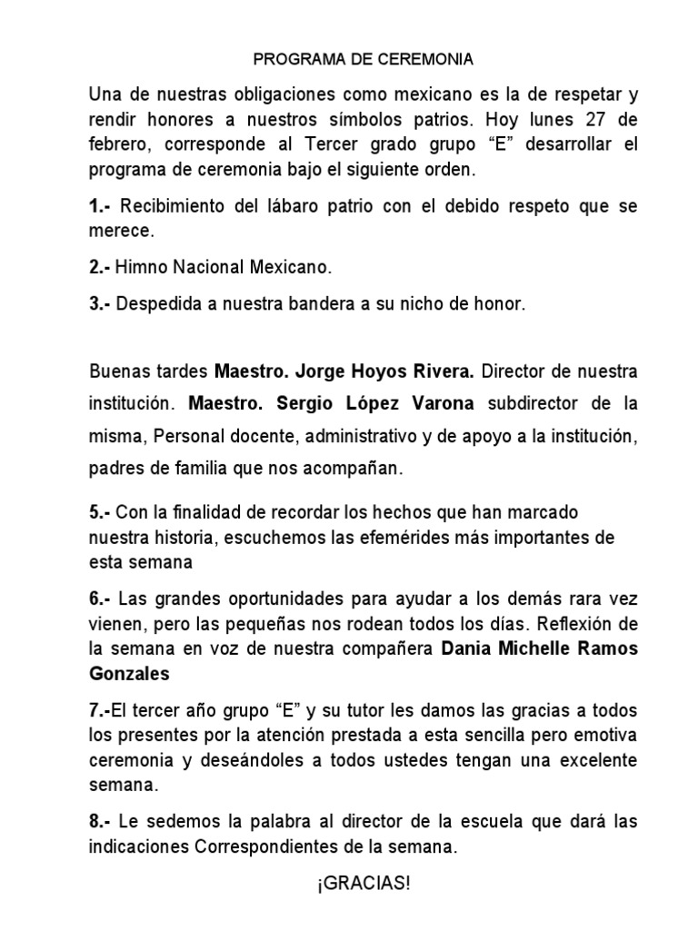 Programa de Ceremonia | PDF | México