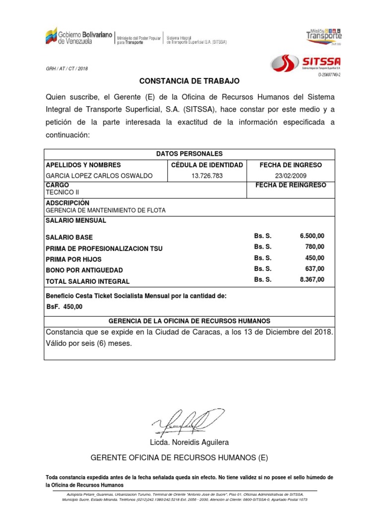 Personal Constancia Tra PDF - PHP | PDF