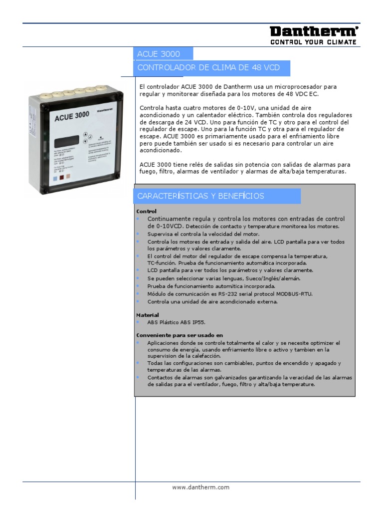 Controlador de Clima ACUE 3000 48VDC | PDF | Ingenieria Eléctrica ...