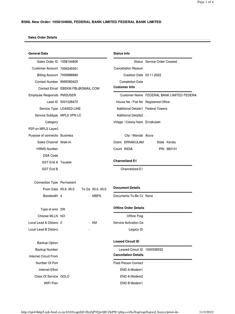FBL Mehdipatnam Work Order | PDF | Modem | Computer Engineering