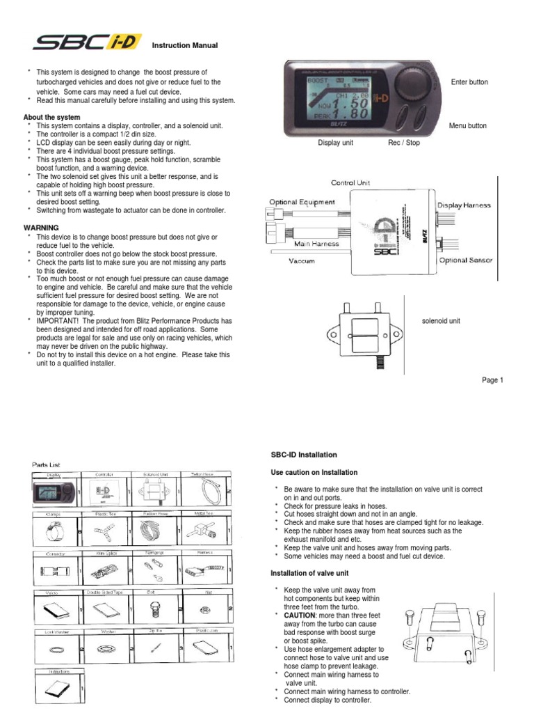 Blitz SBC I-D Manual | PDF