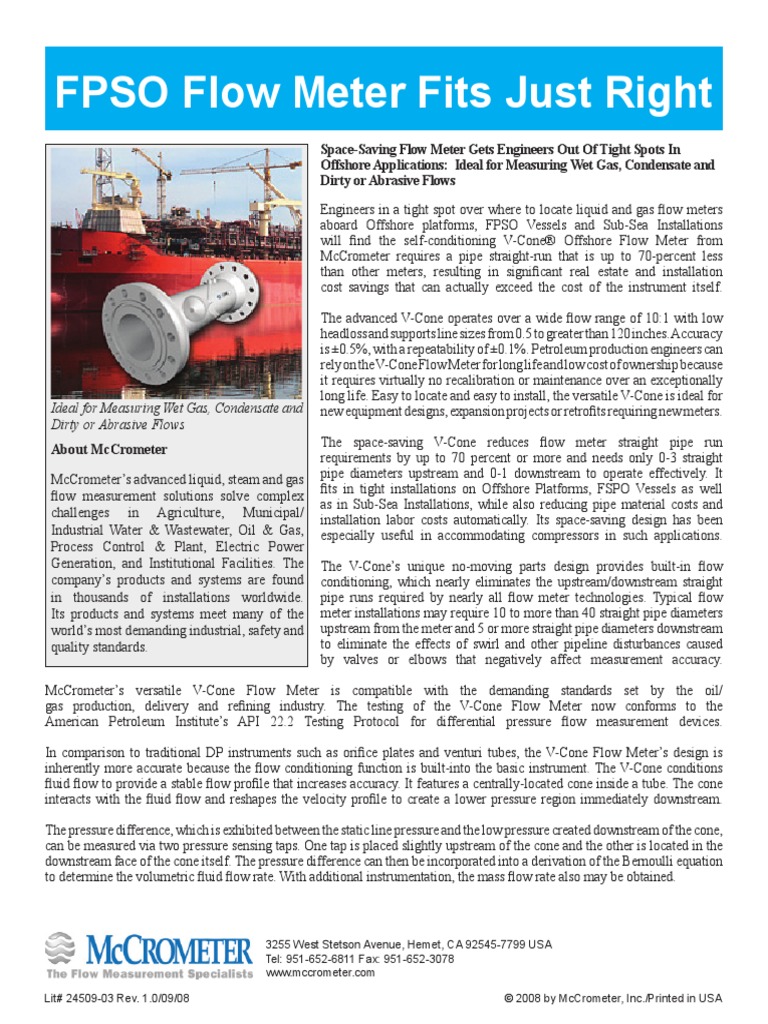 FPSO Flow Meter Fits Just Right | PDF | Flow Measurement | Fluid Dynamics