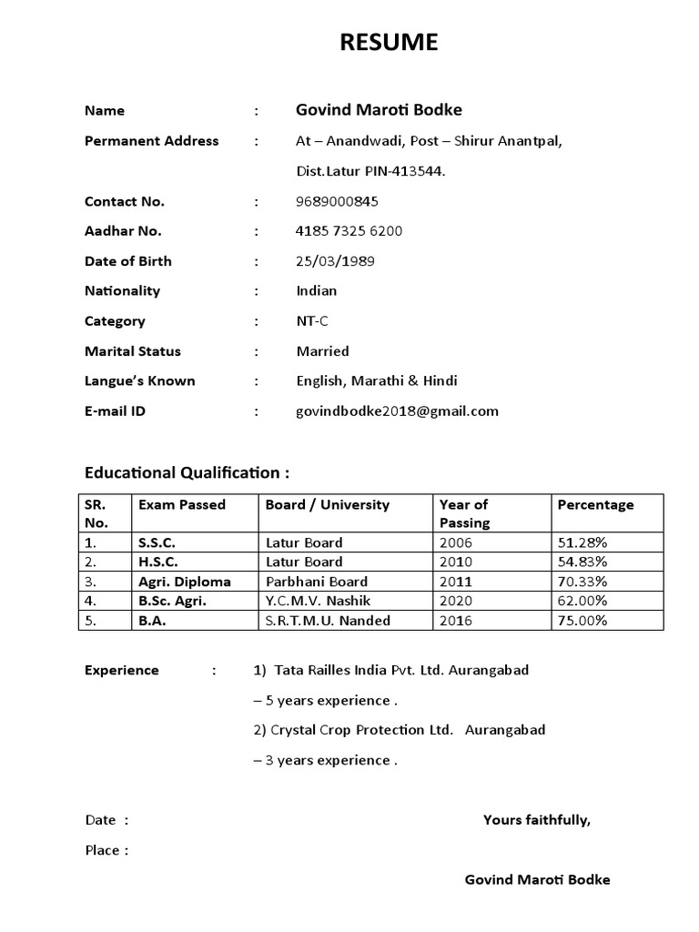 RESUME Govind Bodke | PDF