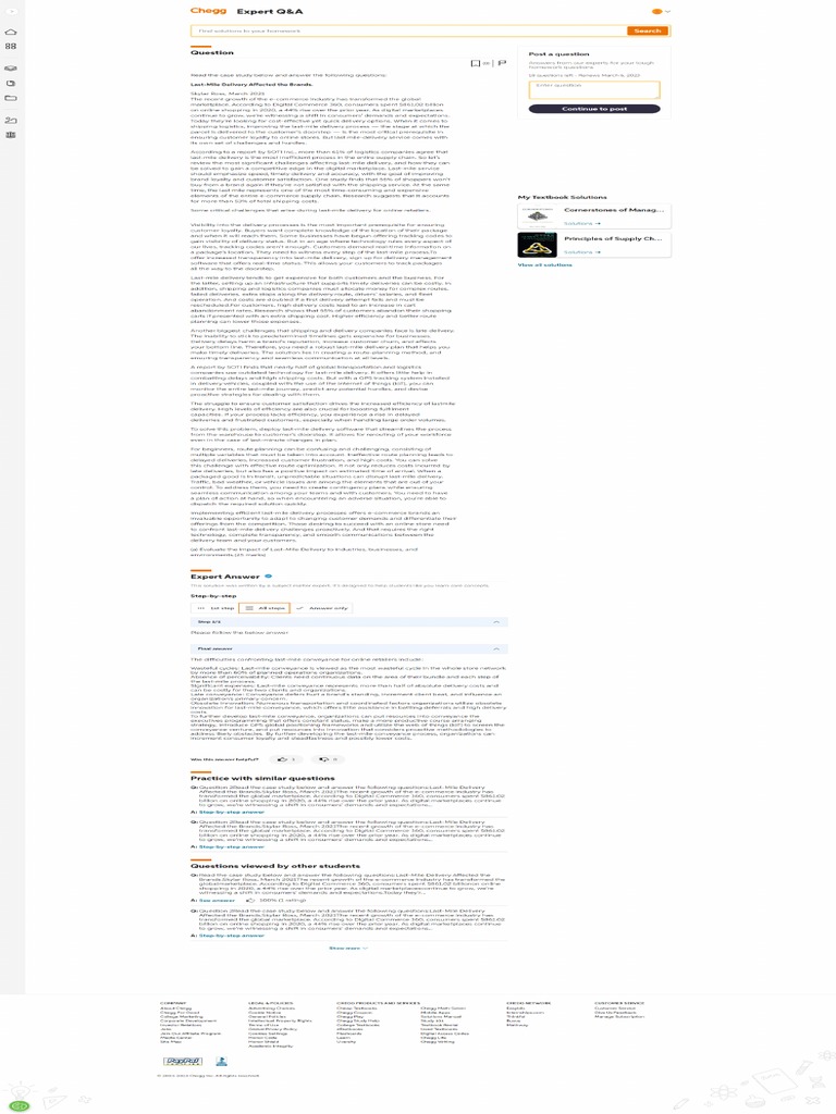 Screencapture Chegg Homework Help Questions and Answers Read Case Study Answer Following ...