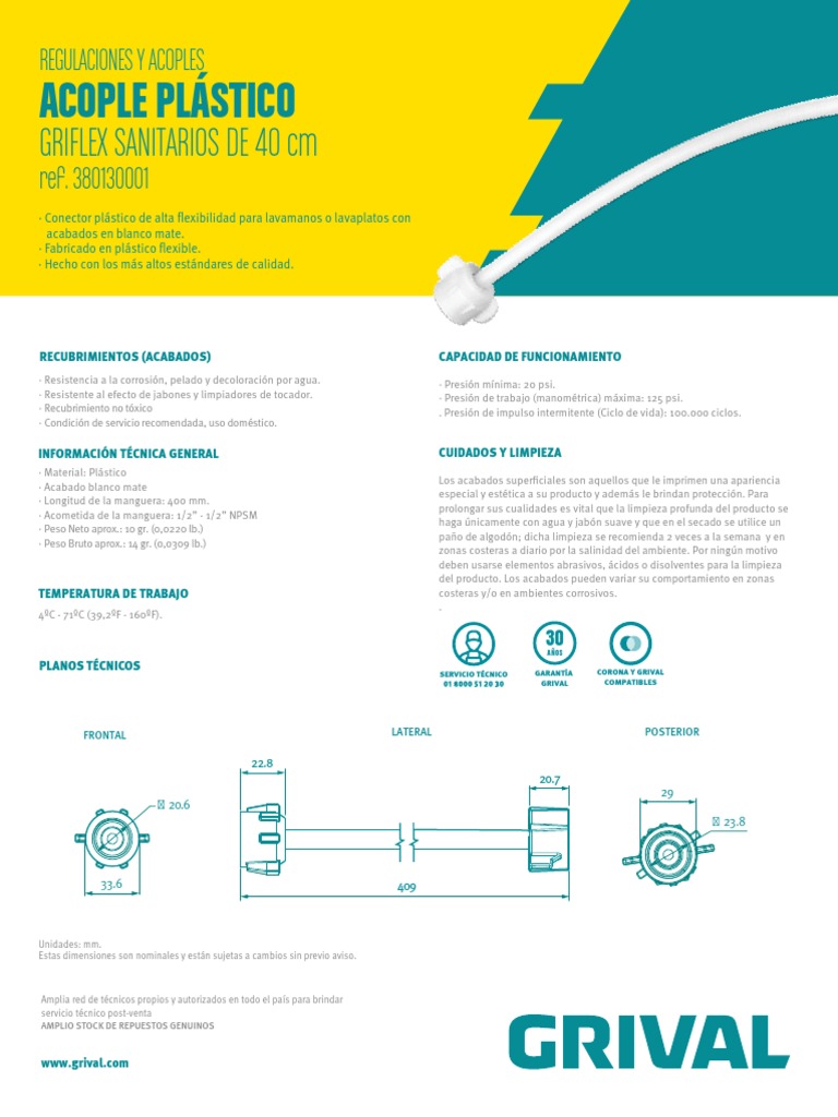 380130001-griflex-sanitario-40cm-ficha-tecnica | PDF | Procesos ...