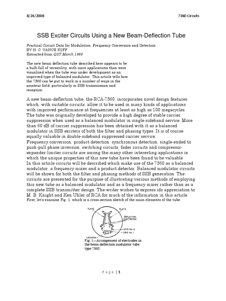 SSB Exciter Circuits Using The 7360 | PDF | Capacitor | Inductor
