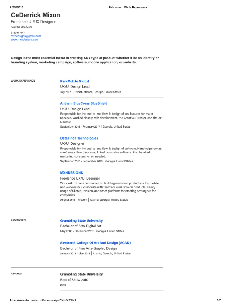 CeDerrick Mixon - Resume | PDF | Design | Software Engineering