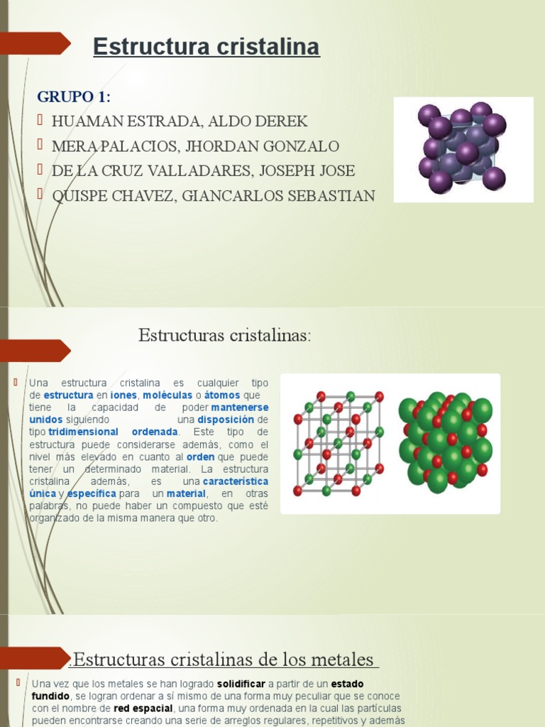 Estructuras Cristalinas Grupo 1 | PDF | Estructura cristalina | Cristal
