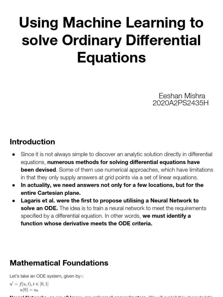 0 - Using Machine Learning To Solve Ordinary Differential Equations ...
