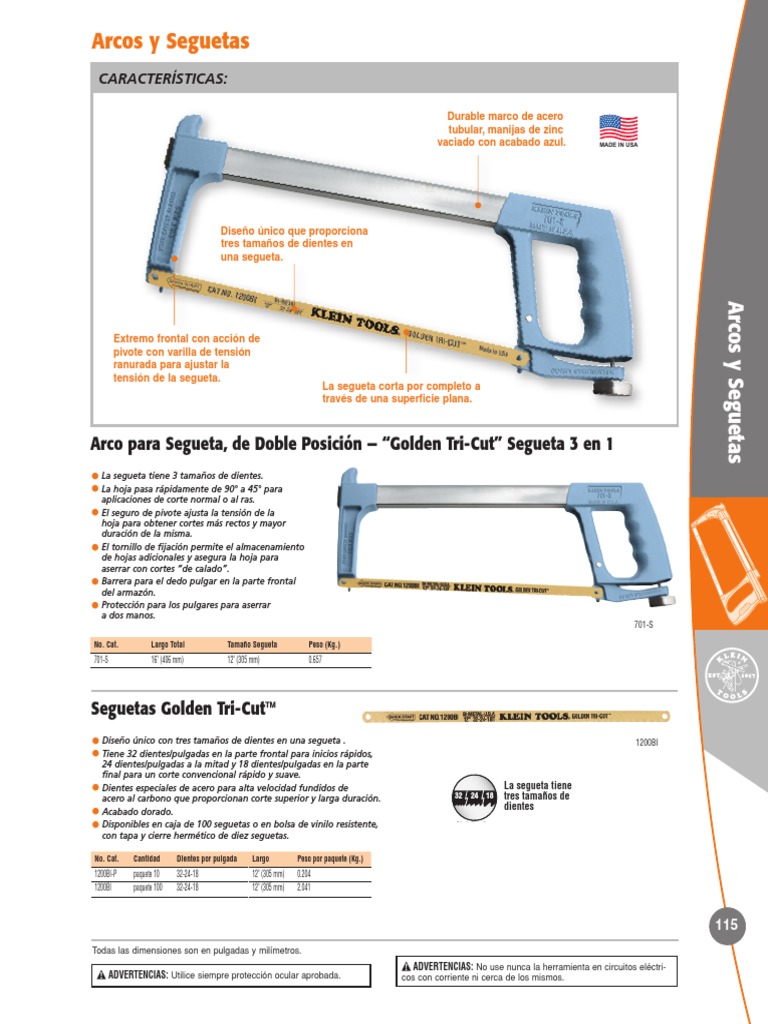 KleinTools-Catalog Arcos Seguetas | Descargar gratis PDF | Herramientas ...