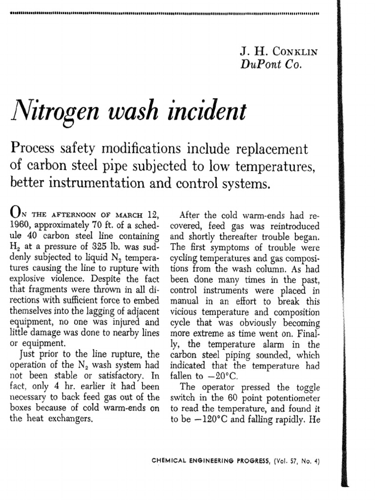 Nitrogen Wash Incident | Download Free PDF | Steel | Valve