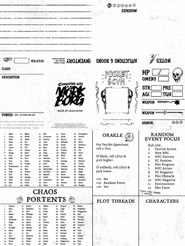 MORK BORG Pocket SCVM - Solo | PDF