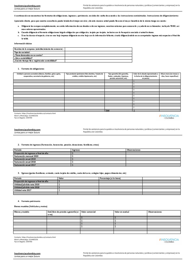 Formato 1116 de Obligaciones e Ingresos | PDF | Bancarrota | Préstamo ...