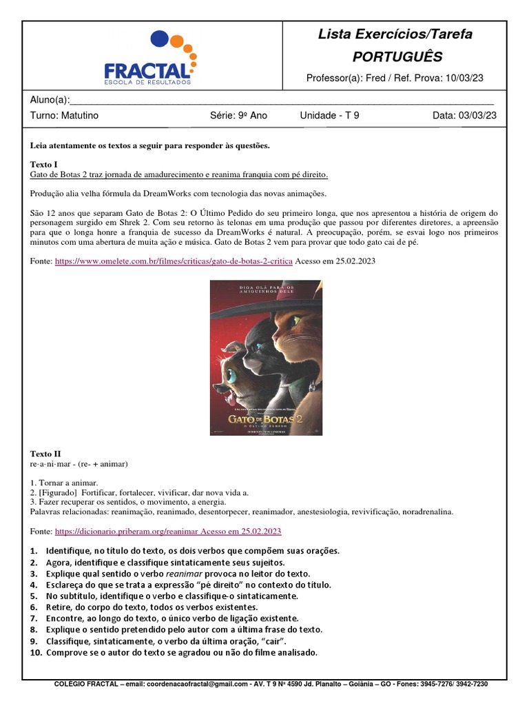 Lista Obrigatória 9º Ano - PORT - UNID T9 Ref. Prova 10-03-23 | PDF Lista Obrigatória 9º Ano - PORT - UNID T9 Ref. Prova 10-03-23 | PDF