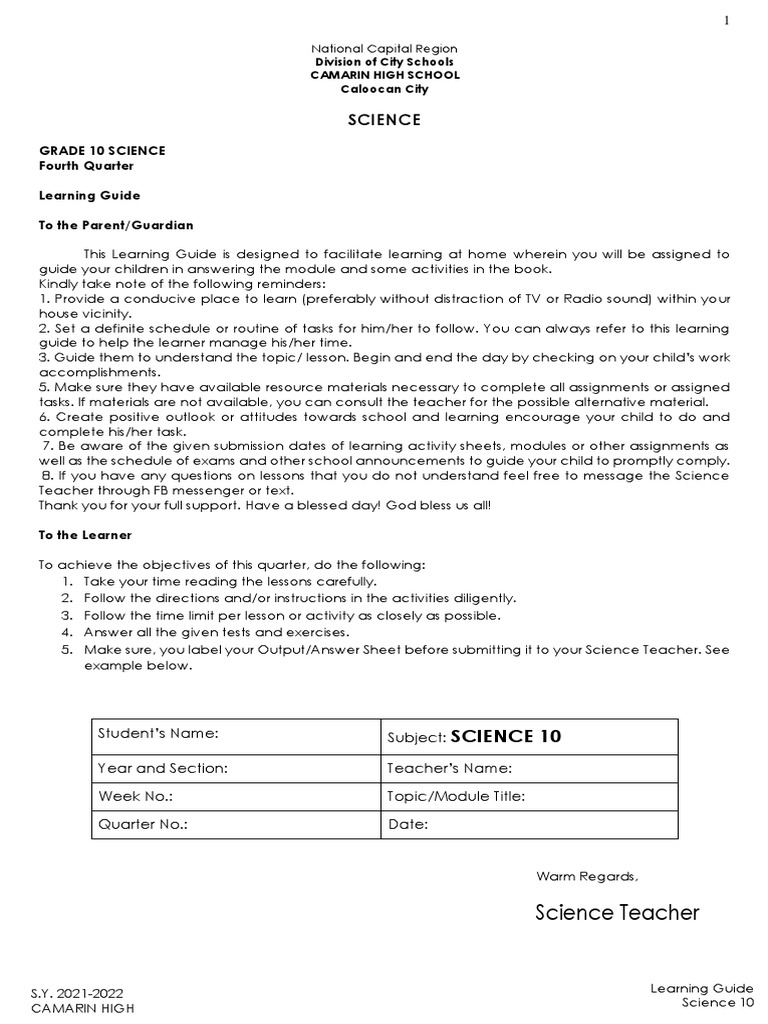 Grade 10 Science Guide: Chemical Equations | PDF | Chlorine | Sodium ...