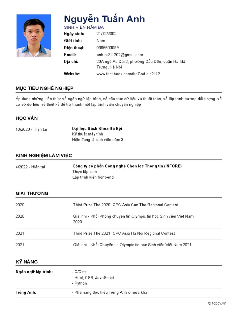 Nguyen Tuan Anh CV | PDF