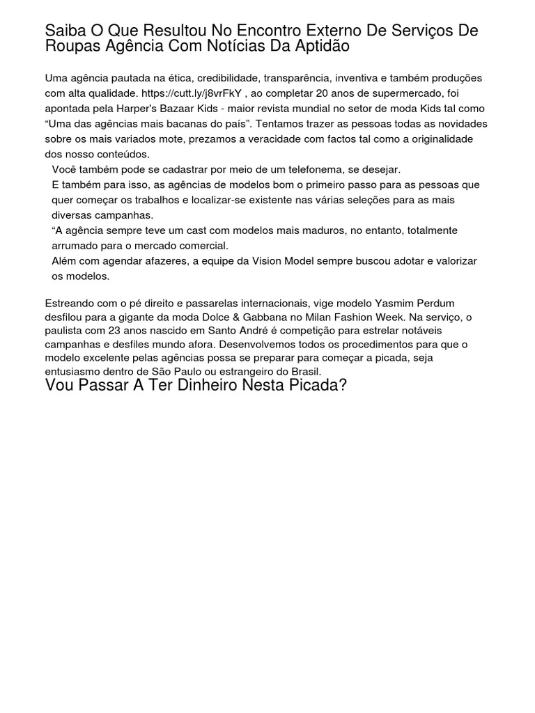 Major Model Brasil Eleita A Melhor Ag?Ncia de Modelos Estad?Otvaov | PDF