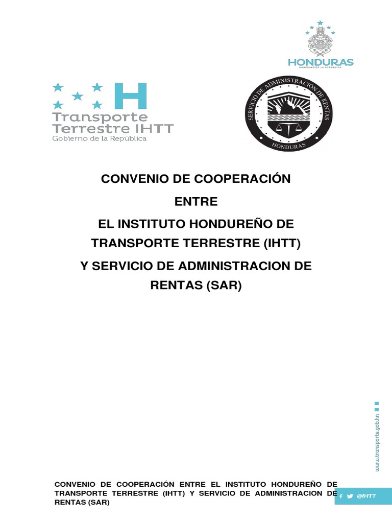 Convenio Ihtt-Sar - Borrador | PDF | Transporte | Honduras