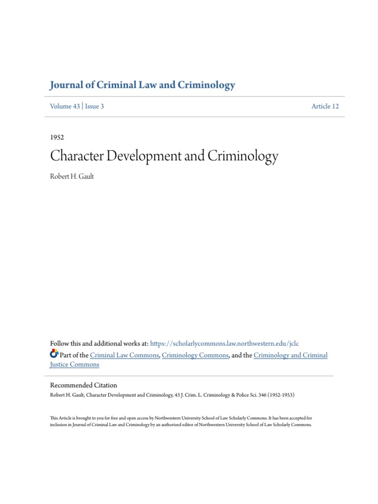 Character Development and Criminology | PDF | Criminology | Crimes