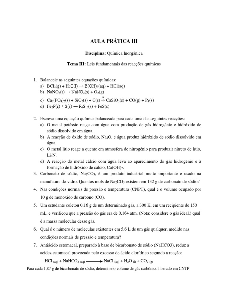 Aula Pratica Iii | PDF